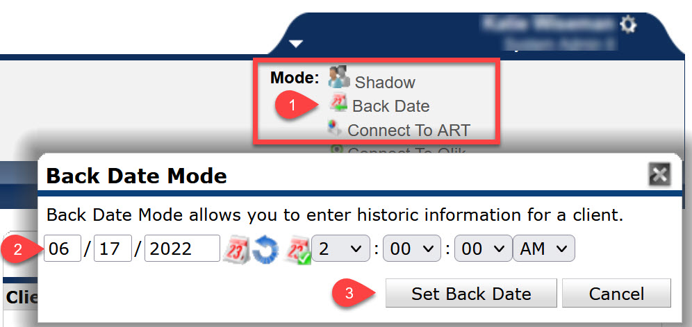 Back Date Mode – HMIS@NCCEH ZenGuide
